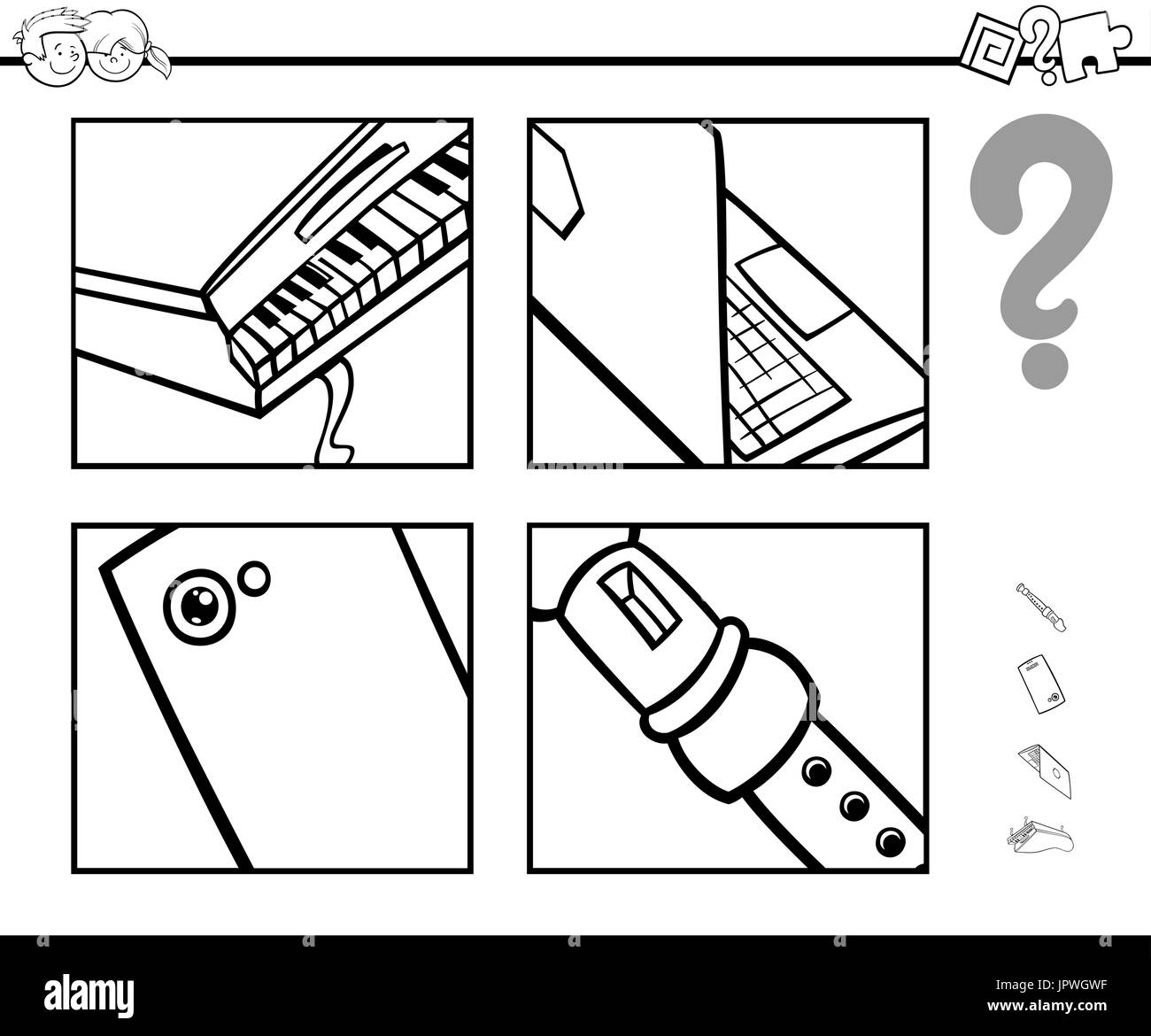 Black and White Cartoon Illustration of Educational Game of Guessing ...