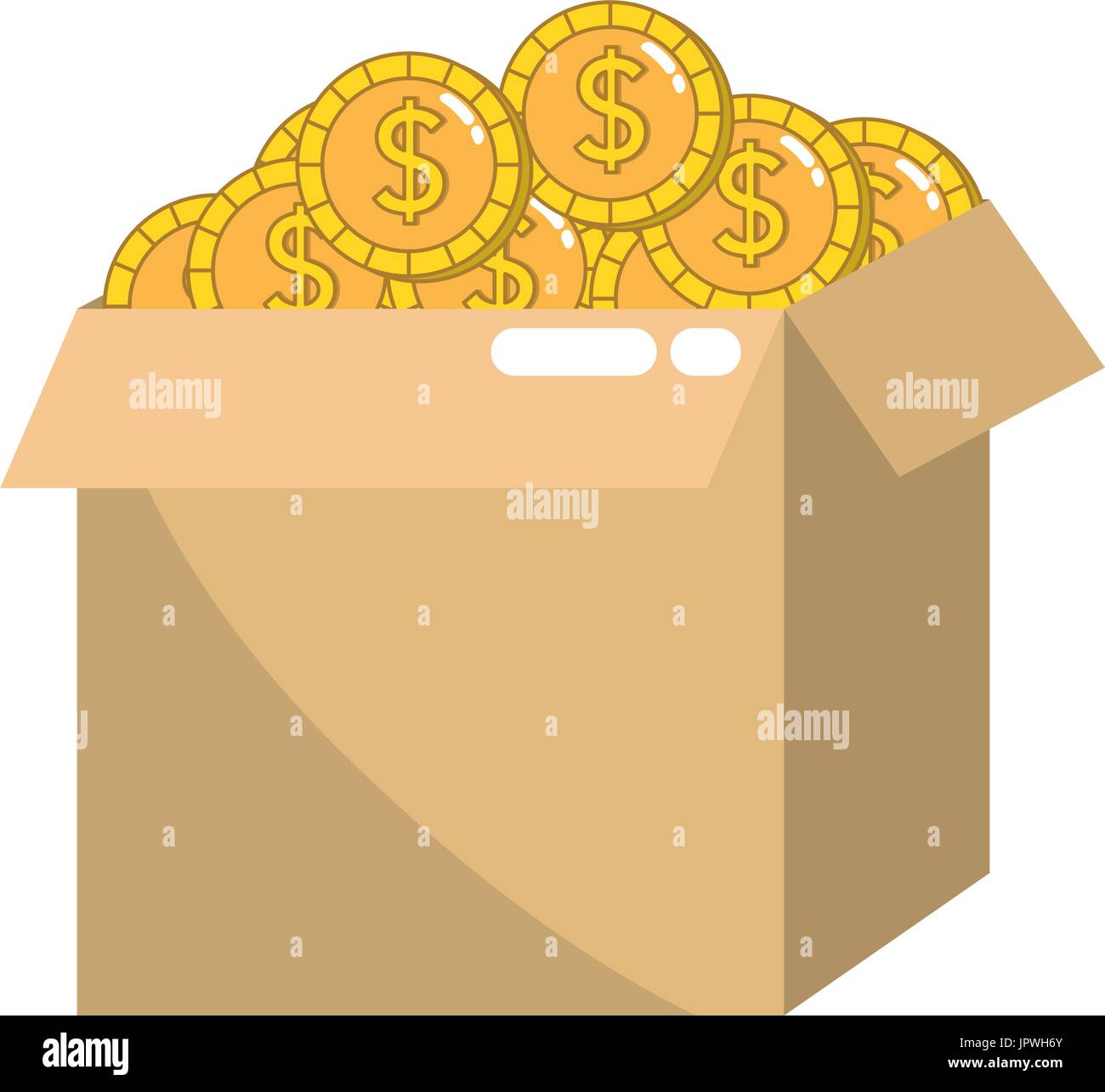 open box with coins cash money inside Stock Vector Image & Art - Alamy