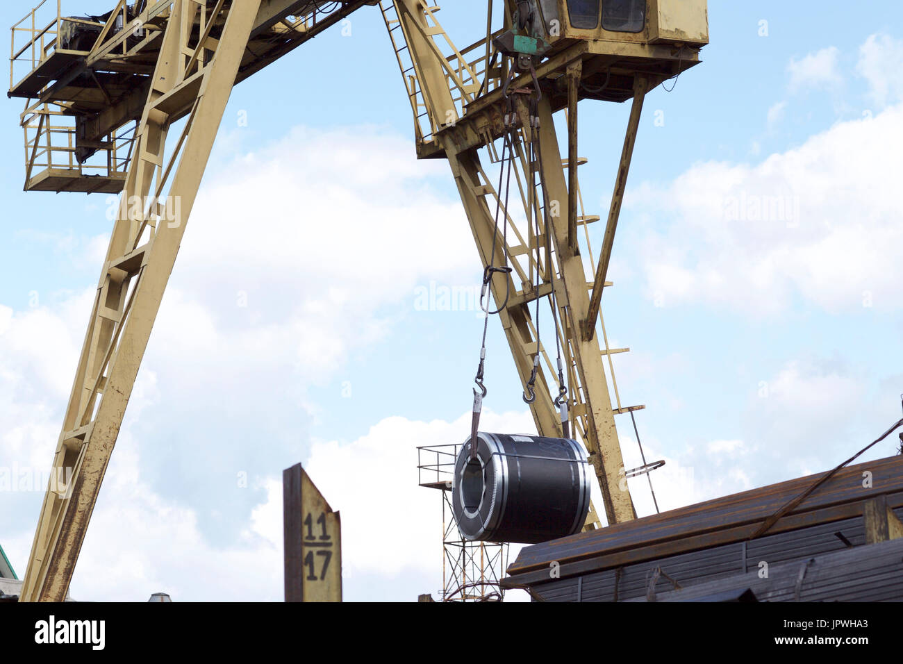 Rolls of cold-rolled galvanized steel with polymer coating in stock ...