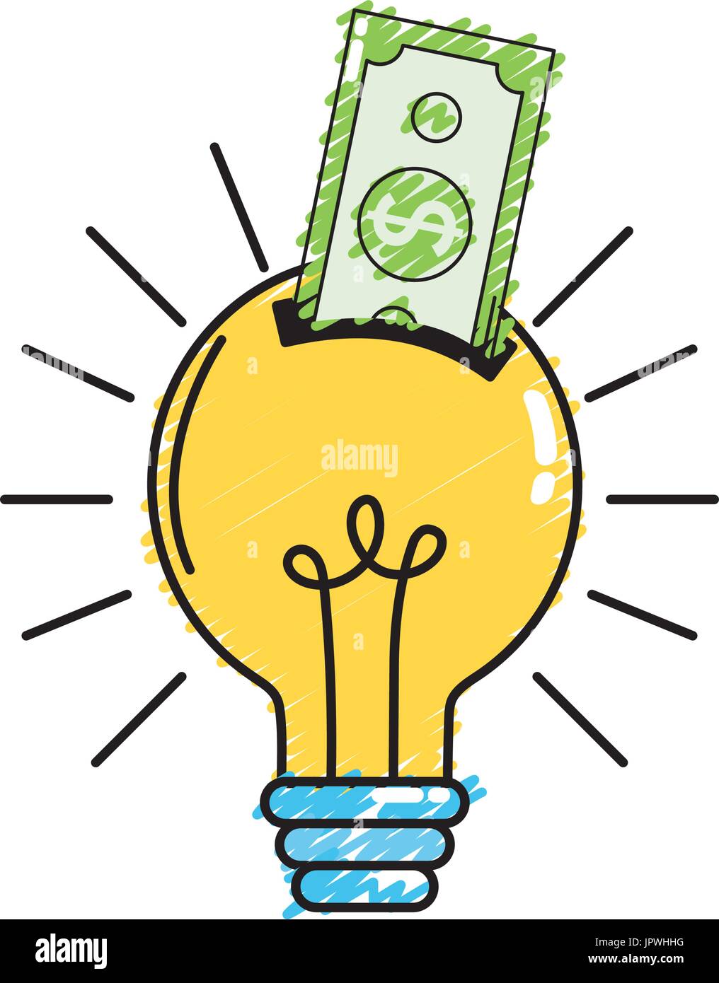 bulb idea with bill cash money Stock Vector Image & Art - Alamy