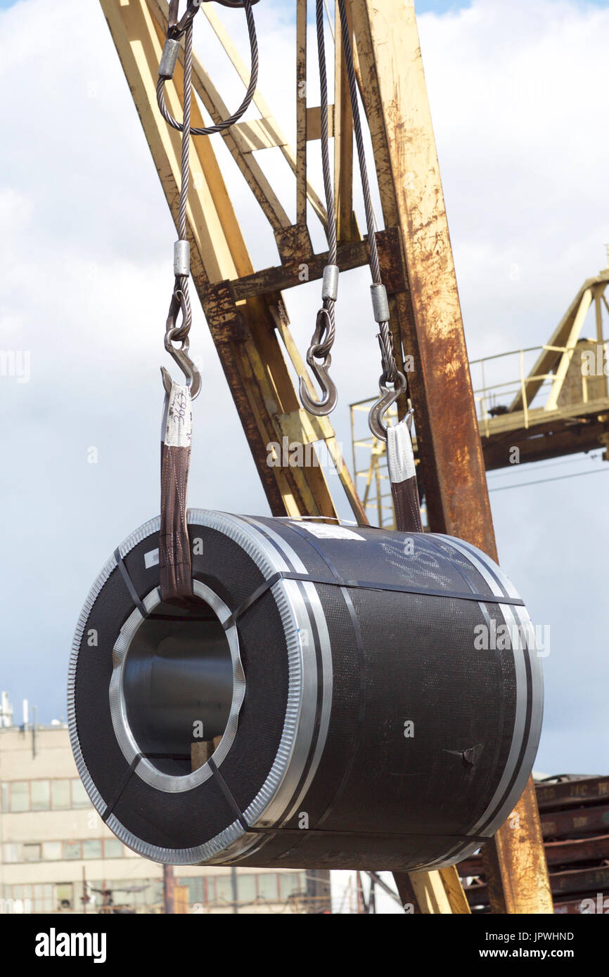 Rolls of cold-rolled galvanized steel with polymer coating in stock ...