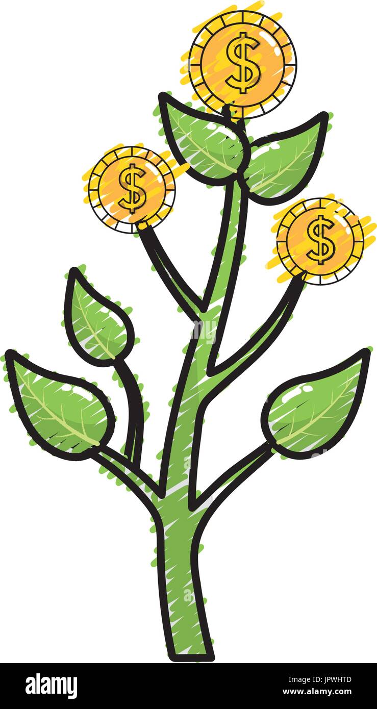 coins plant and cash money currency Stock Vector Image & Art - Alamy