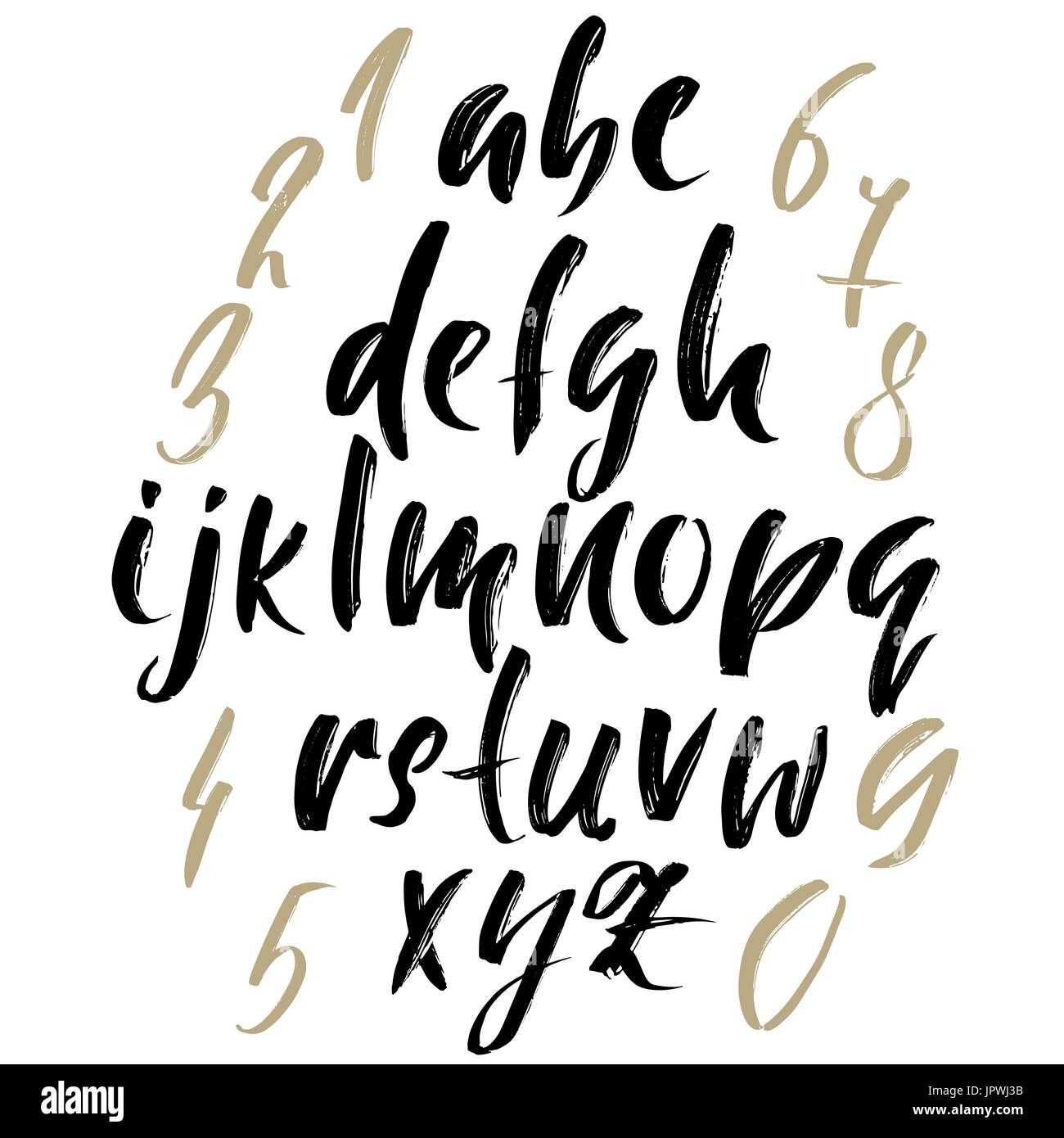 Hand drawn dry brush font. Modern brush lettering. Grunge style ...