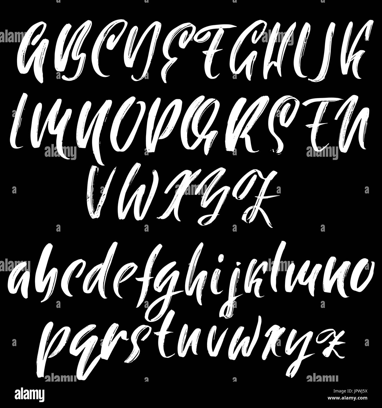 Letter M. Handwritten by dry brush. Rough strokes font. Vector ...