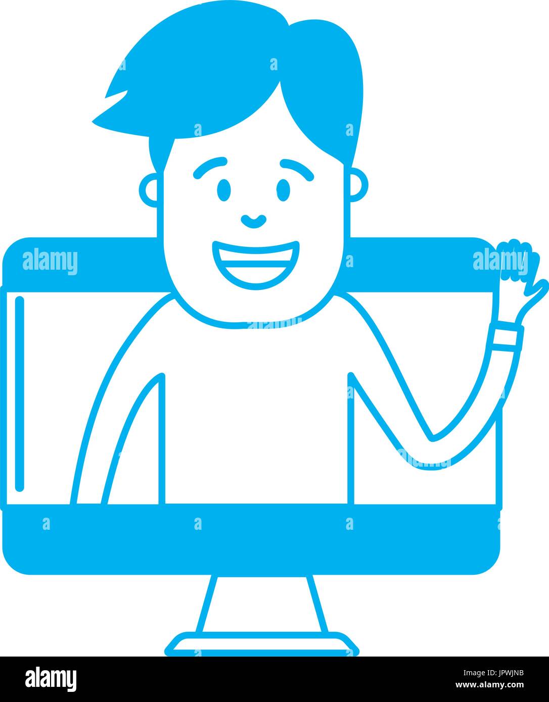 silhouette technology computer with man inside Stock Vector Image & Art ...