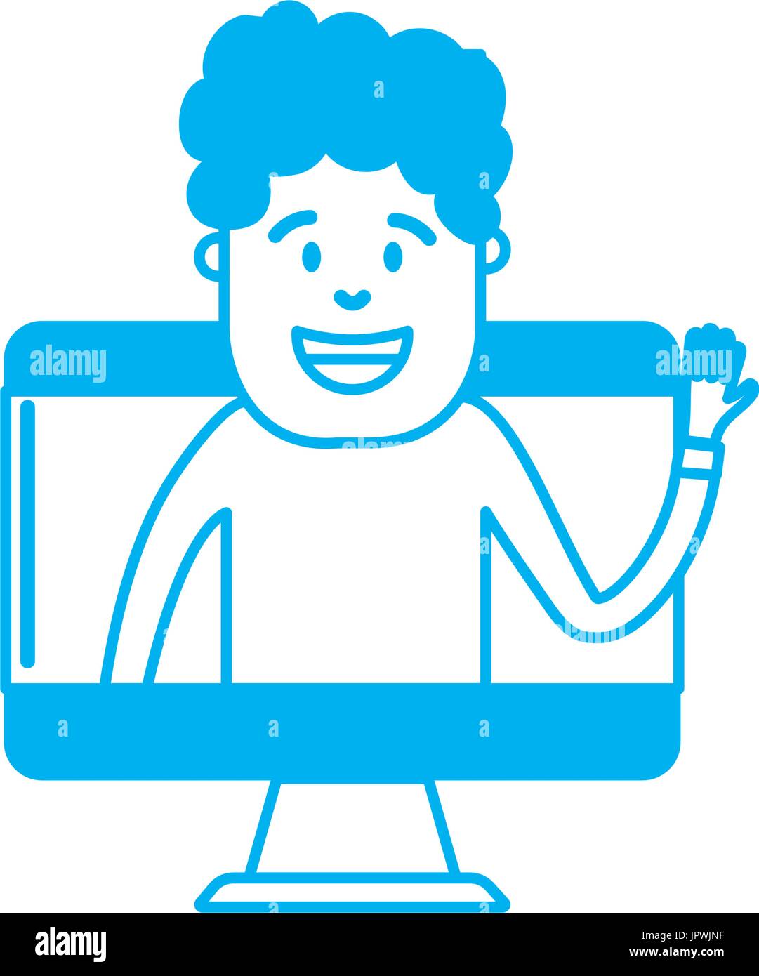 silhouette technology computer with man inside Stock Vector Image & Art ...