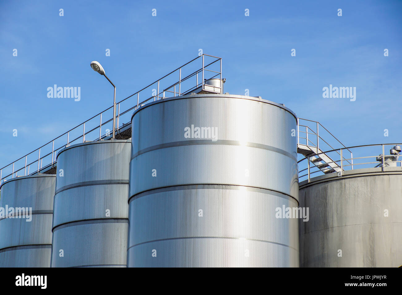 Detail of chemical plant, silos and pipes Stock Photo - Alamy