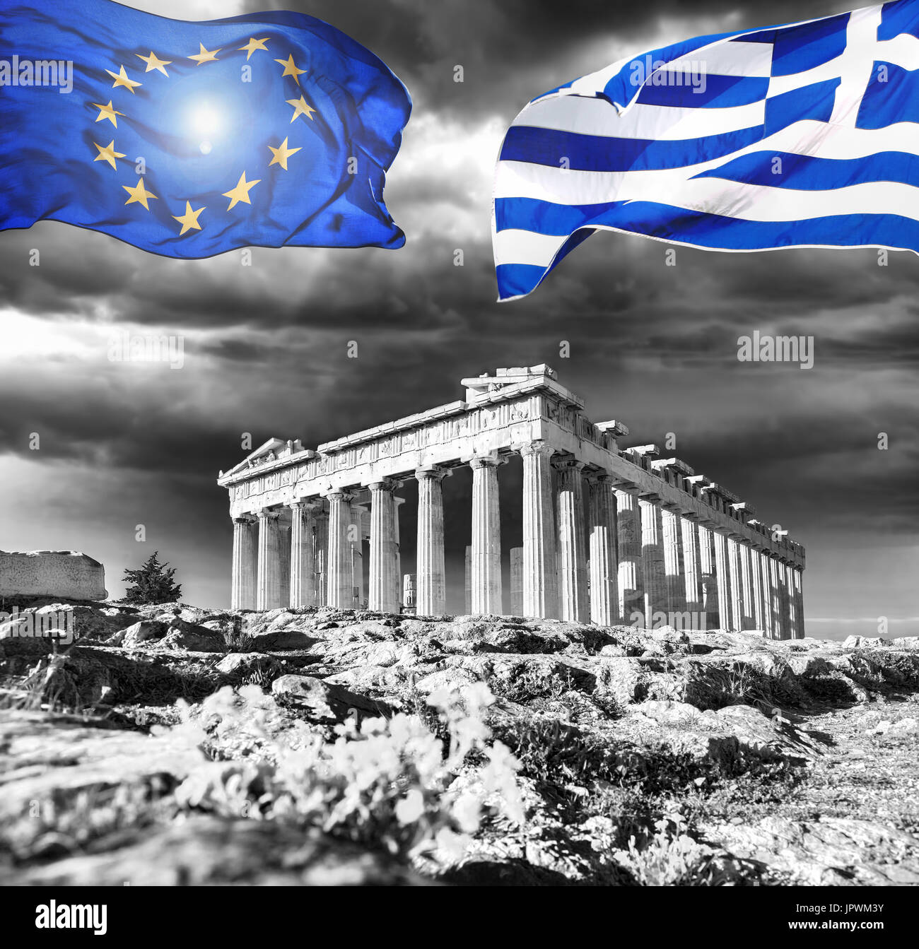 Acropolis flag construction hi-res stock photography and images - Alamy
