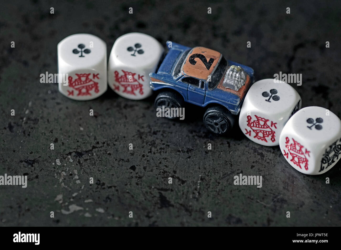 model car pushing dice out of frame Stock Photo - Alamy