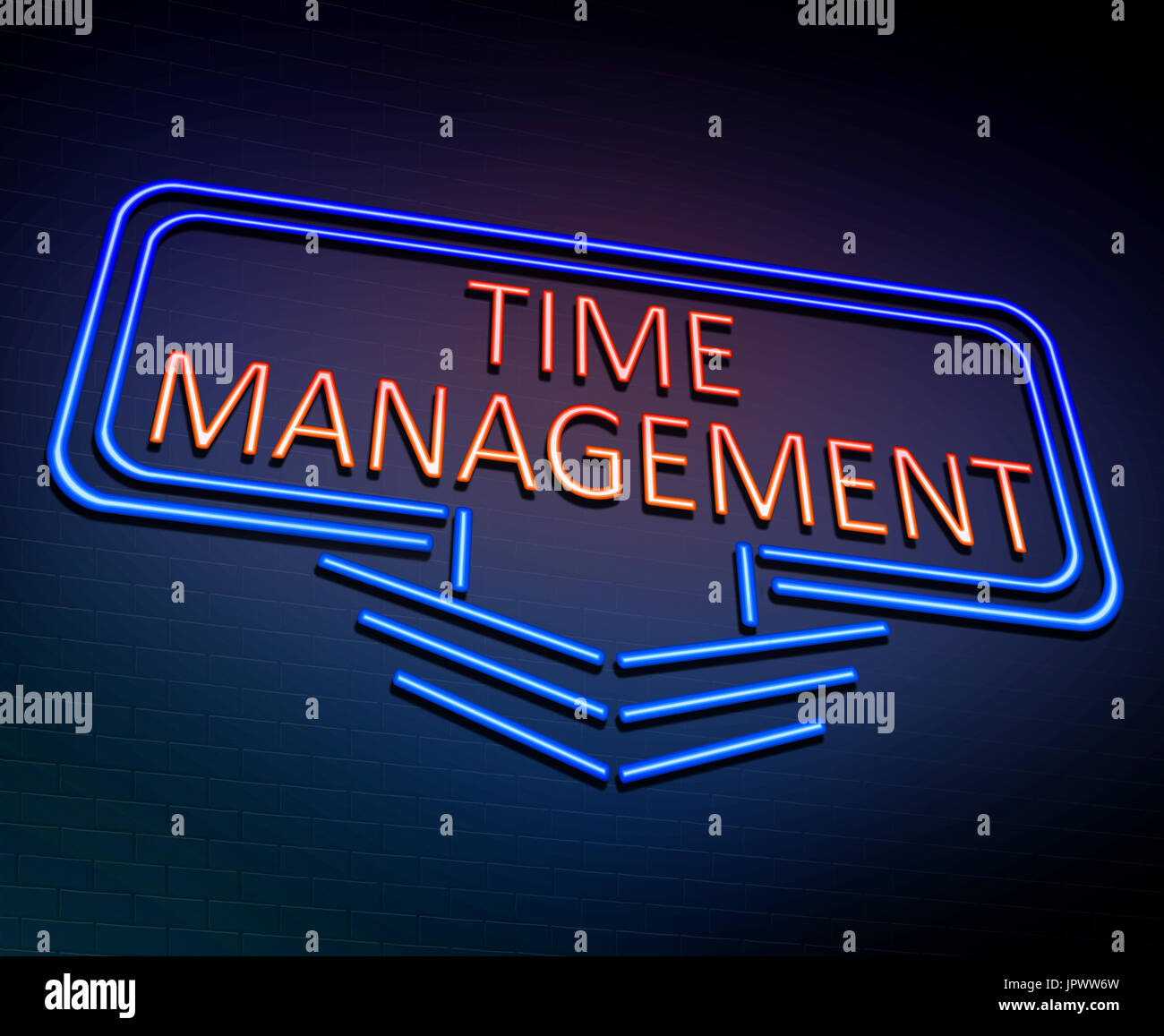 3d Illustration depicting an illuminated neon sign with a time ...