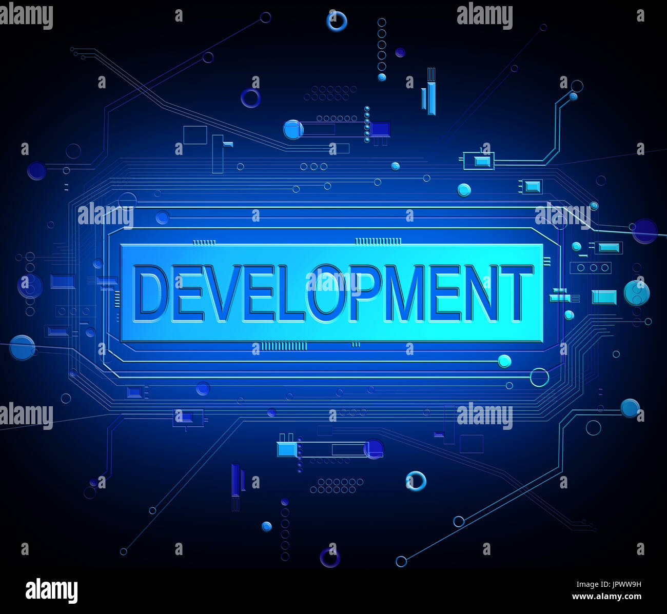 3d Illustration depicting abstract blue printed circuit board ...