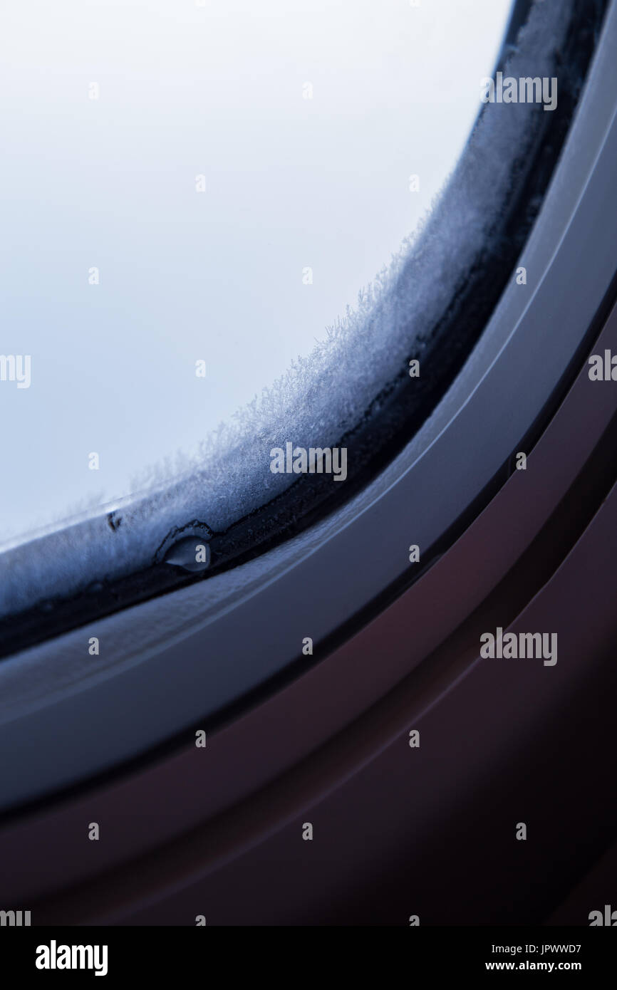 Close-up shot of frozen window glass in plane Stock Photo - Alamy