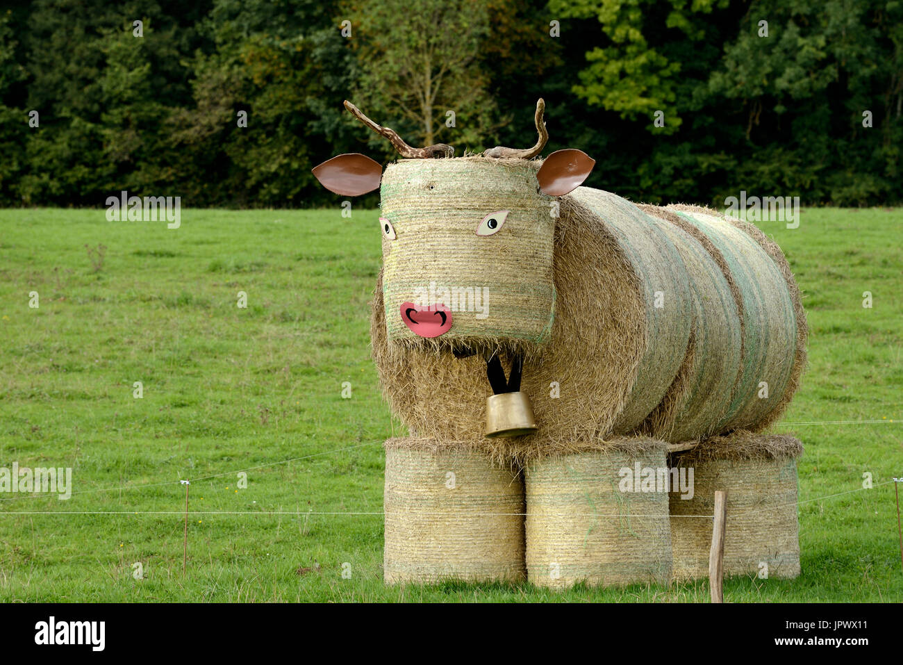 Cow hay bales to an agricultural show - France Stock Photo - Alamy