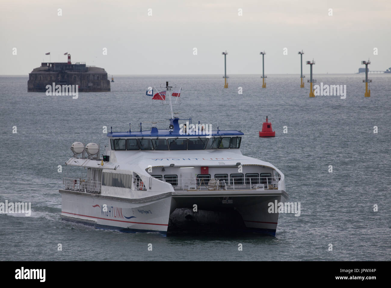 The Wightlink passenger ferry, Wight Ryder II entering Portsmouth ...