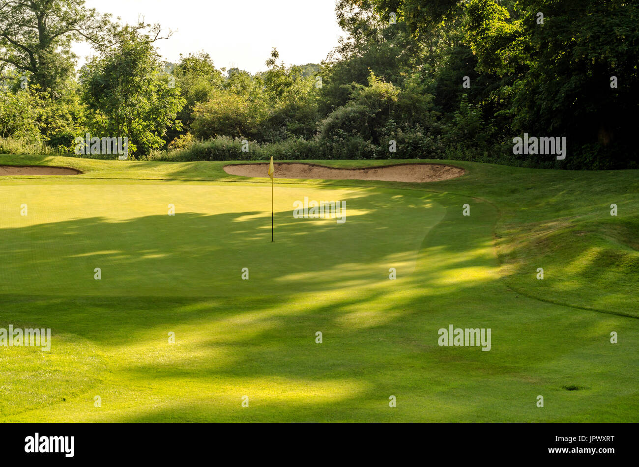 Golf course on a beautiful day, green grass, lush vegetation, golf ...