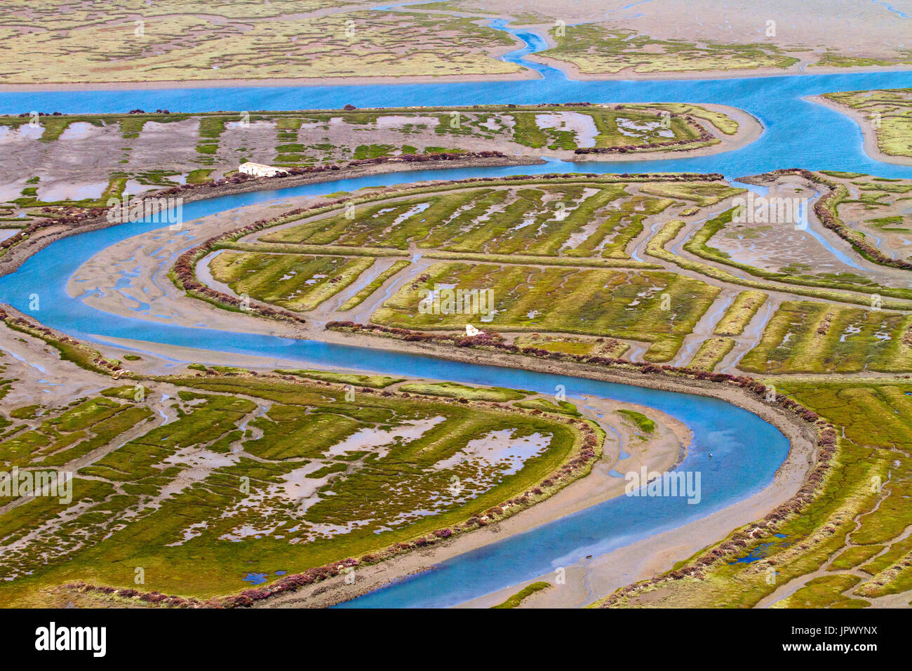 Meander in coastal marsh - Bay of Cadiz Spain Stock Photo - Alamy