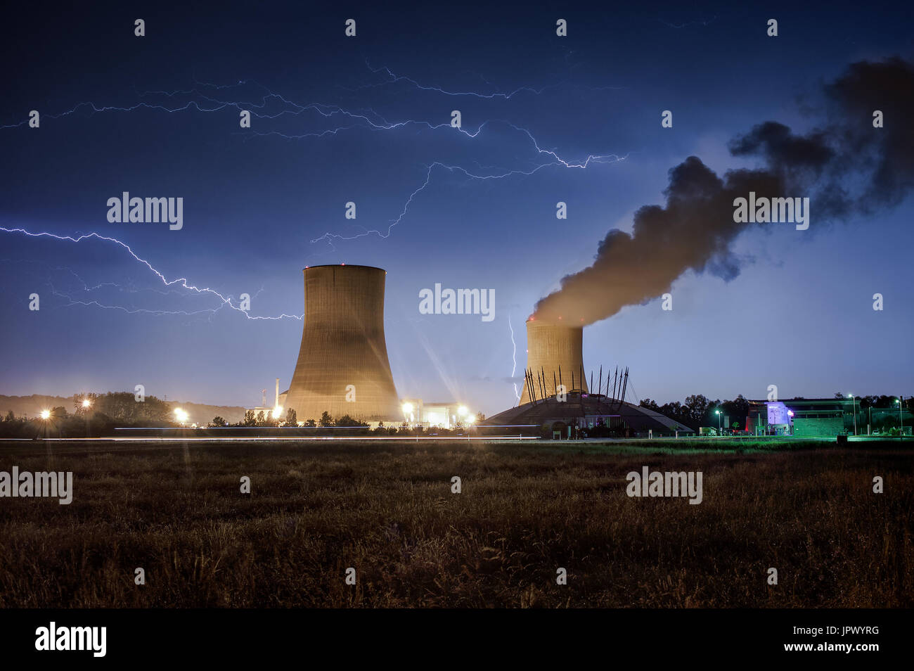 Storm on the nuclear power plant of Civaux - France Stock Photo - Alamy