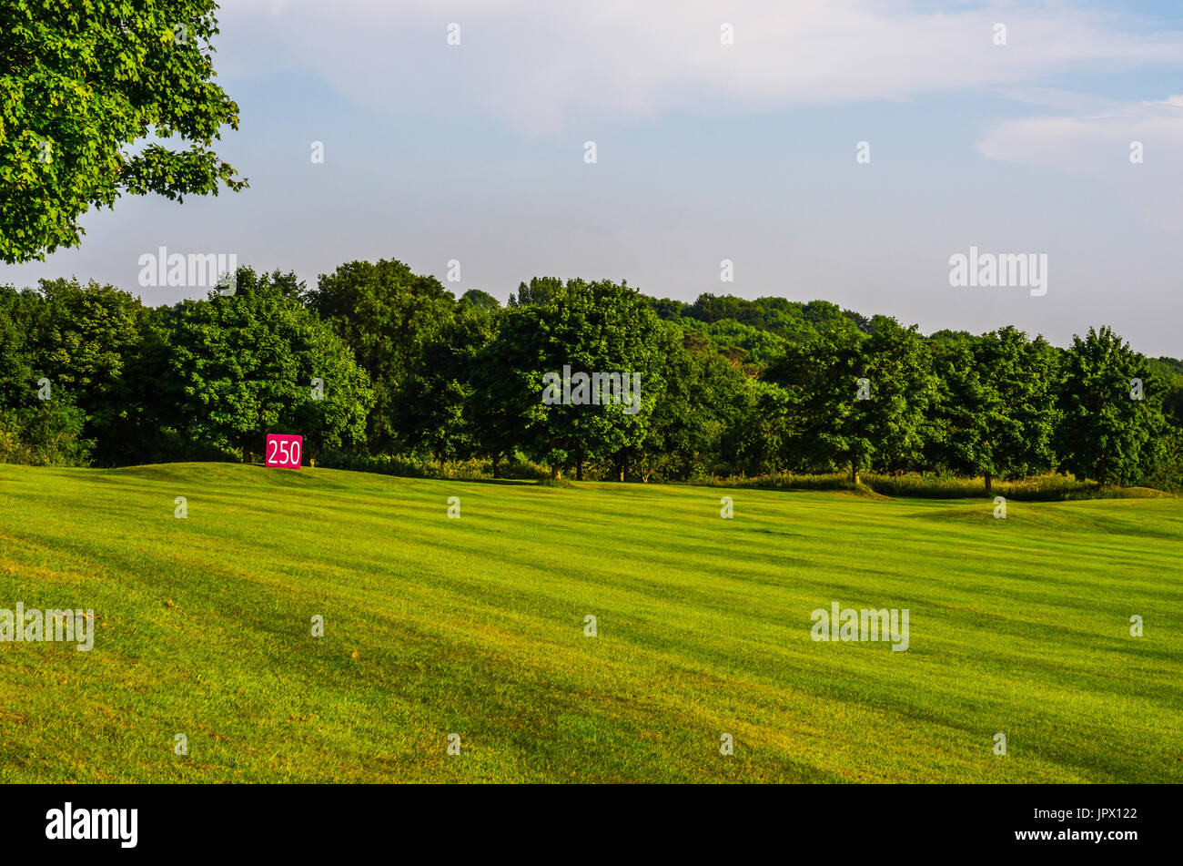 Golf course on a beautiful day, green grass, lush vegetation, golf ...