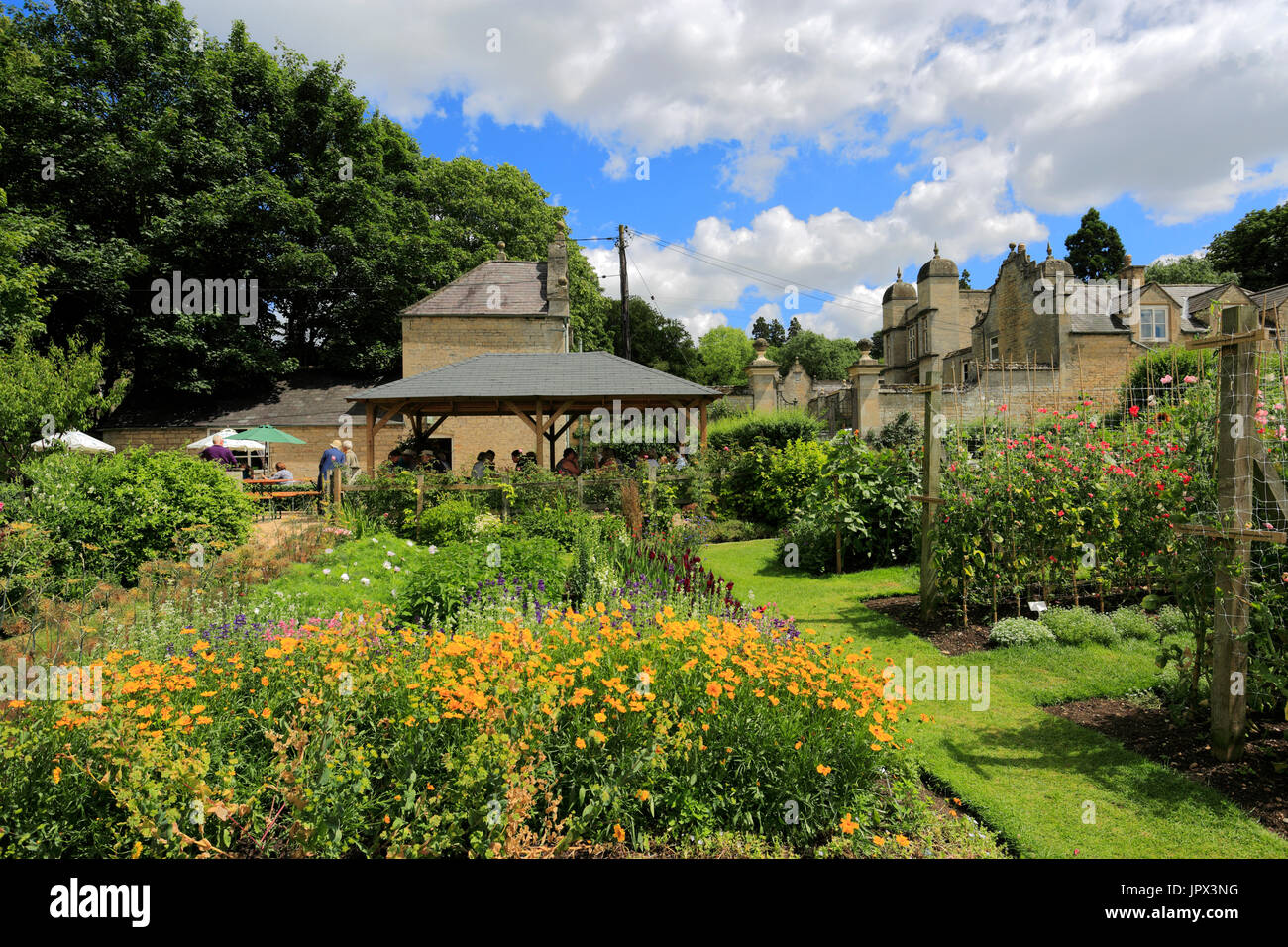View over Easton Walled Gardens, Easton village, near Grantham ...