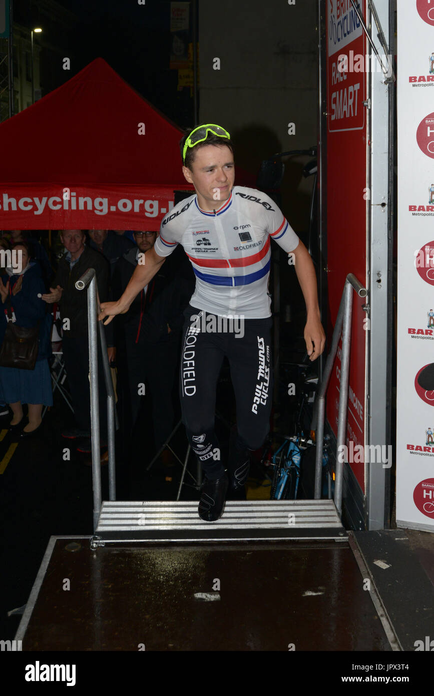 Cyclist Tom Pidcock at the Barnsley Town Centre Cycle Races 2017, South ...
