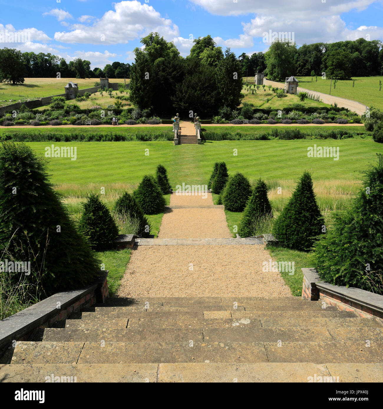 View over Easton Walled Gardens, Easton village, near Grantham ...