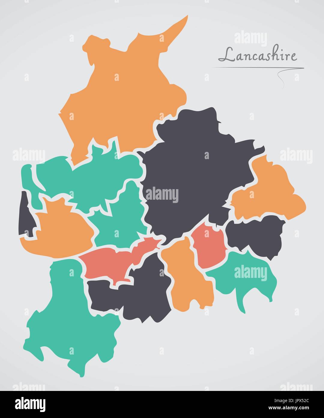 Map Of Lancashire Stock Vector Images - Alamy