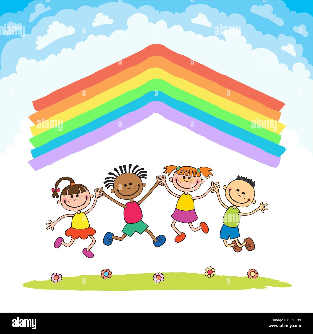 Jumping man on hill Stock Vector Images - Alamy