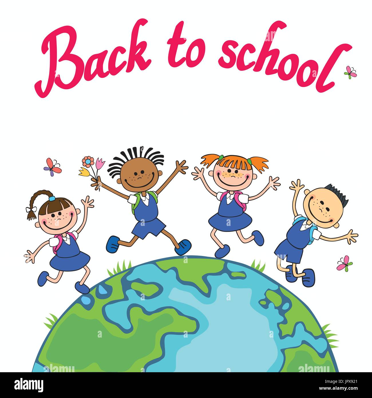 Happy cartoon earth jumping smiling hi-res stock photography and images ...