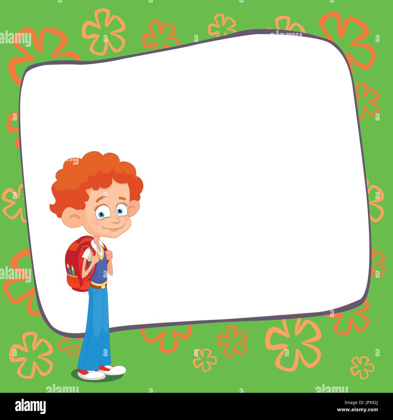 square banner back to school boy pupil lettering logo vector ...