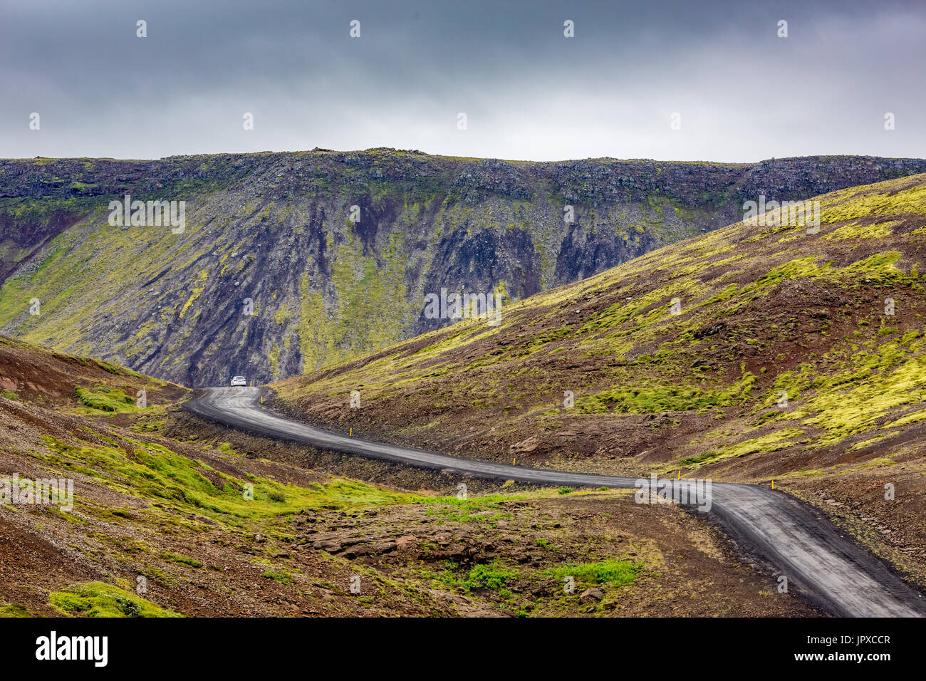 On green road in white hi-res stock photography and images - Alamy
