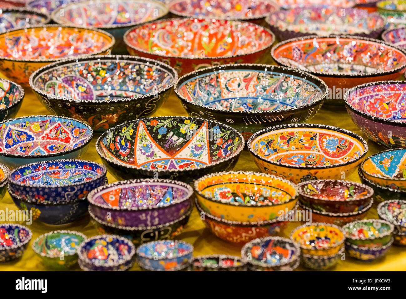 Traditional Turkish painted ceramics on the market Stock Photo - Alamy