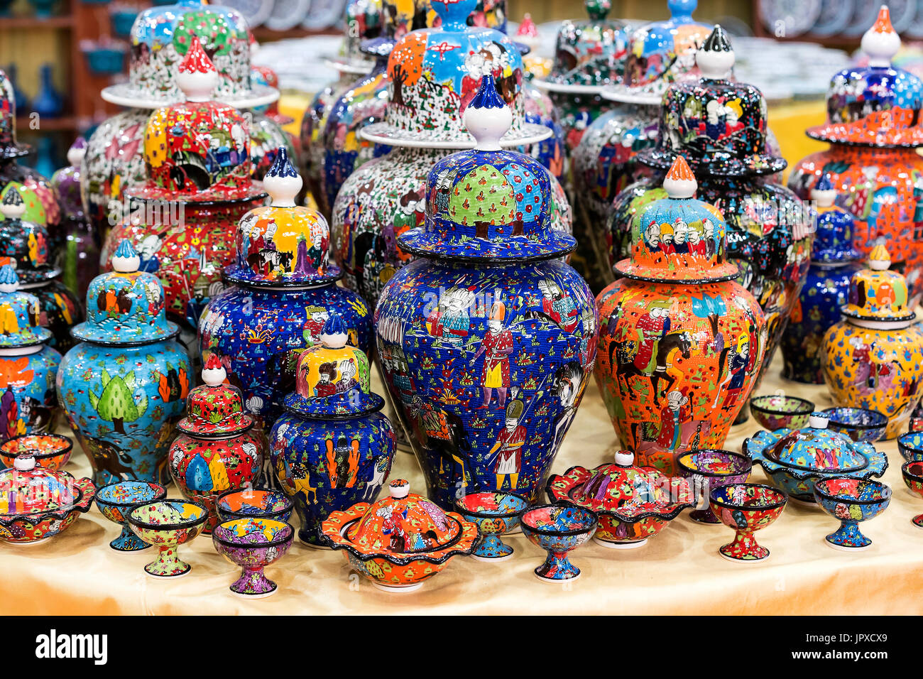 Traditional Turkish painted ceramics on the market Stock Photo - Alamy