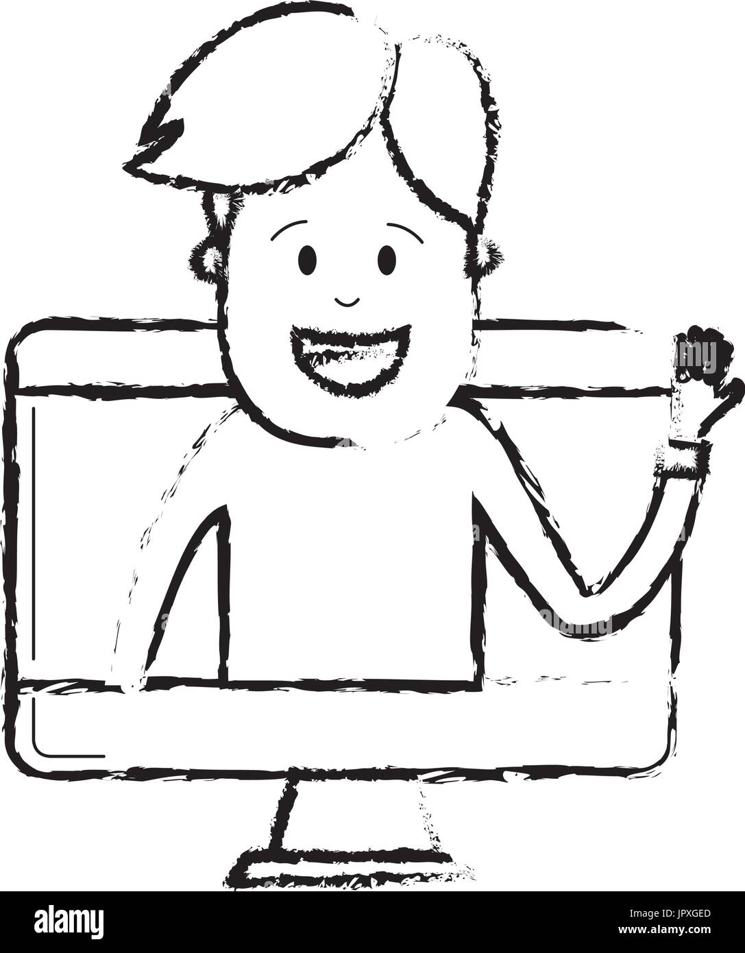 figure technology computer with man inside Stock Vector Image & Art - Alamy