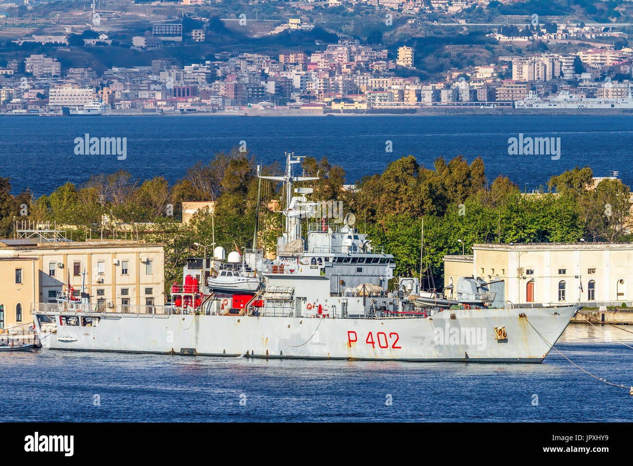 Italian Warship Anchored At Messina Italy Stock Photo - Alamy