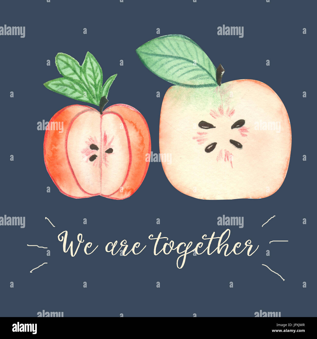 Togetherness concept with pair of apples Stock Photo - Alamy
