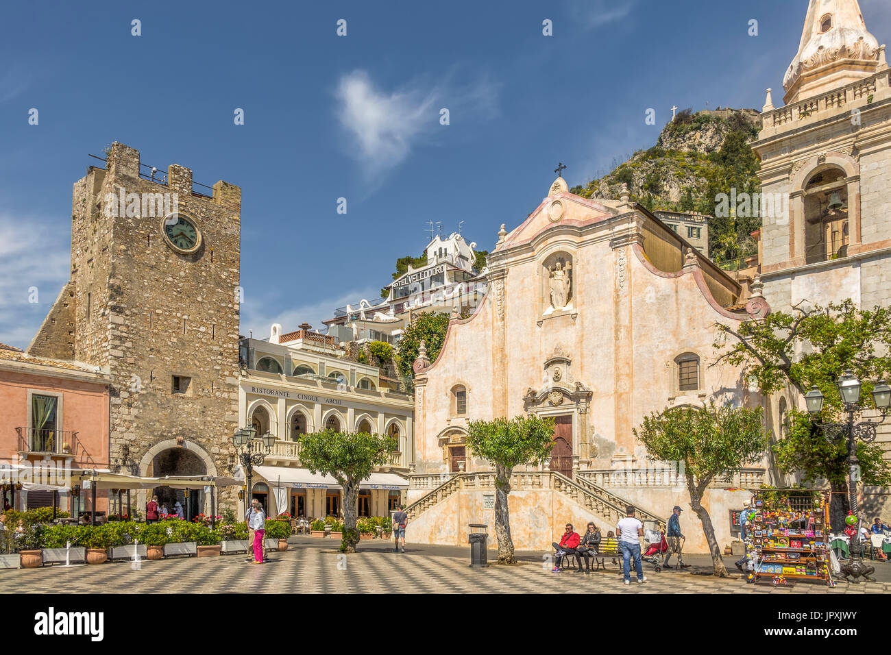 Gate and Church In The Main Square Taormina Italy Stock Photo - Alamy