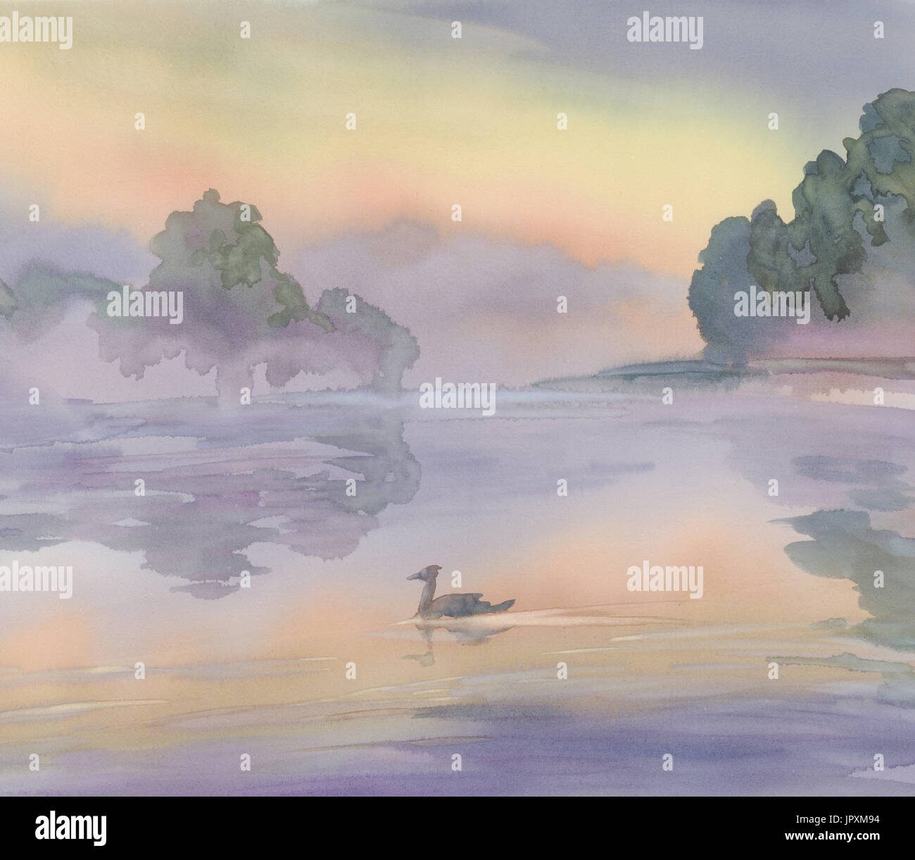 Watercolor sunset hi-res stock photography and images - Alamy