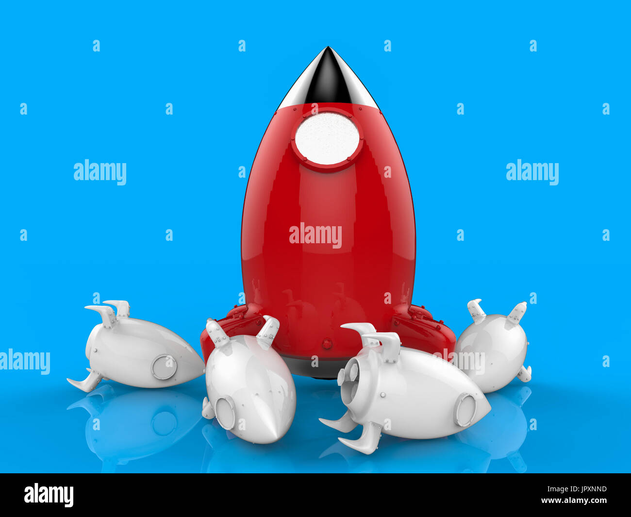 leadership concept with 3d rendering rocket launch Stock Photo - Alamy
