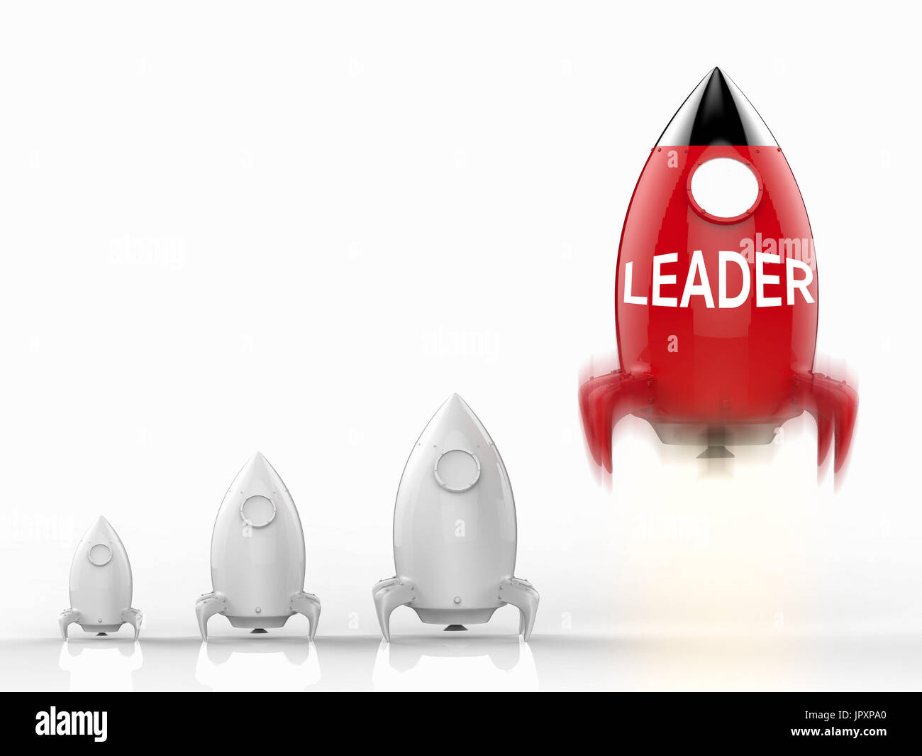 leadership concept with 3d rendering rocket launch Stock Photo - Alamy