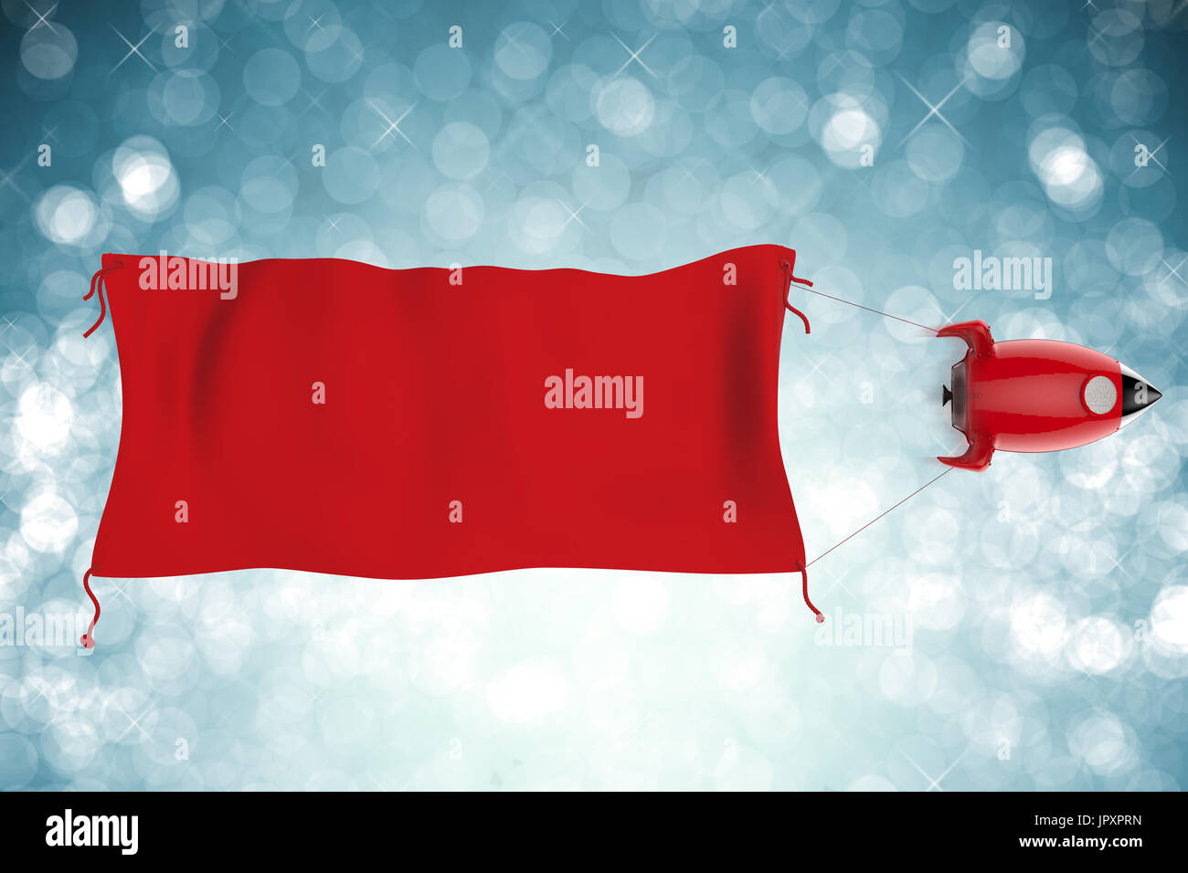 3d rendering blank red flag hanging with space shuttle Stock Photo - Alamy