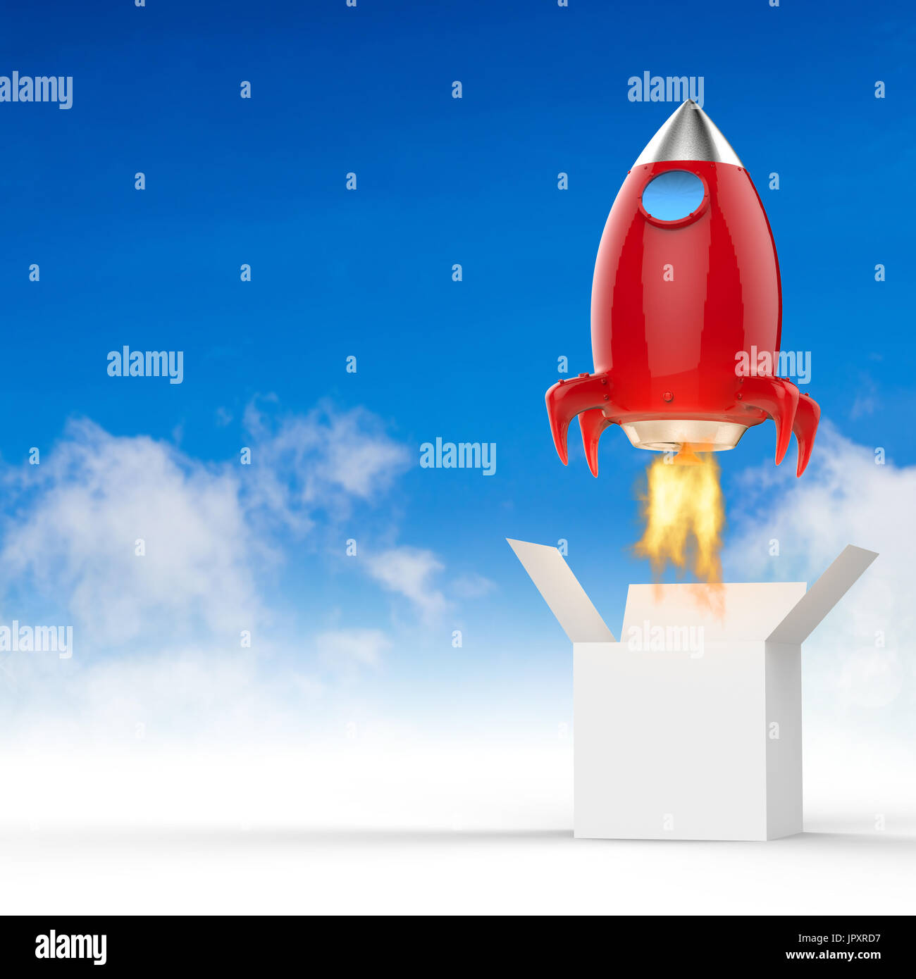 space shuttle launch out of the box Stock Photo - Alamy