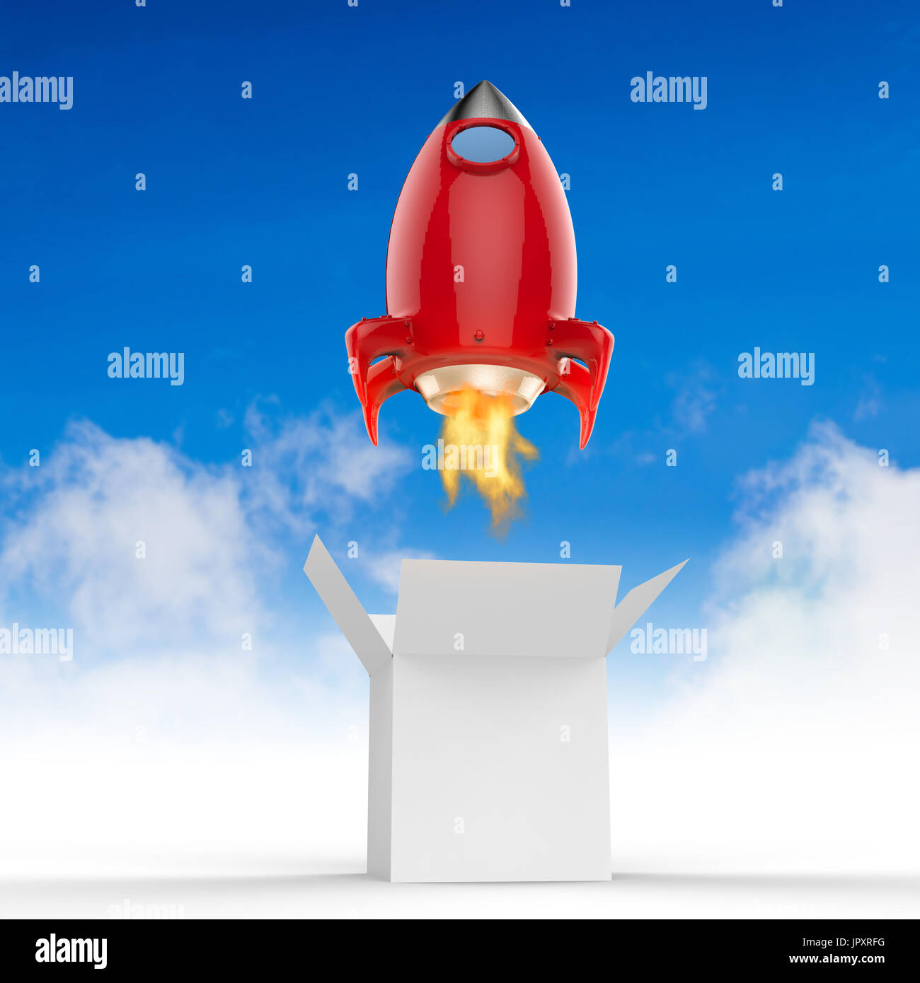 space shuttle launch out of the box Stock Photo - Alamy