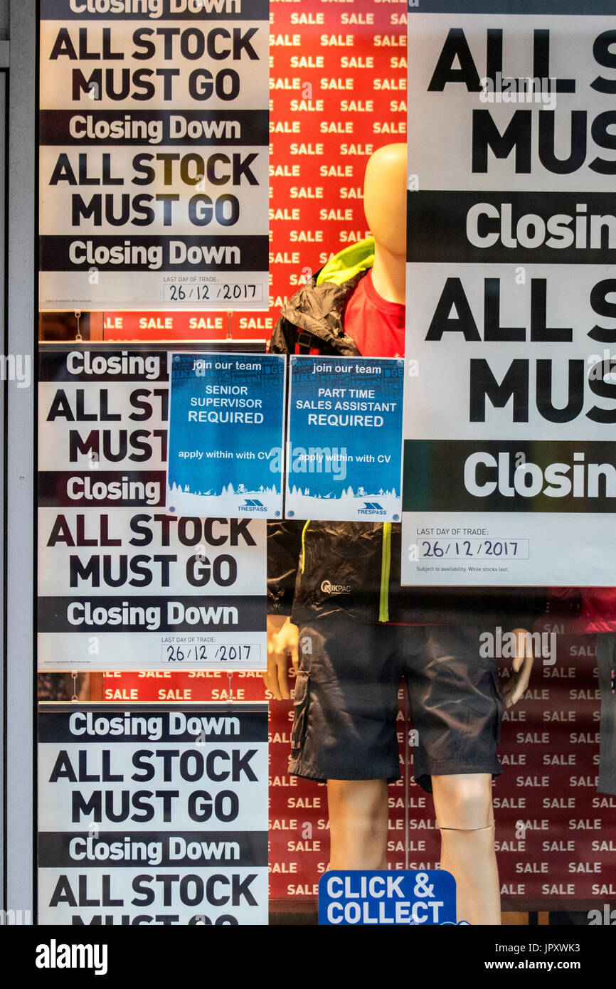 Empoloyment Staff wanted notice on shop window outside Trespass store ...