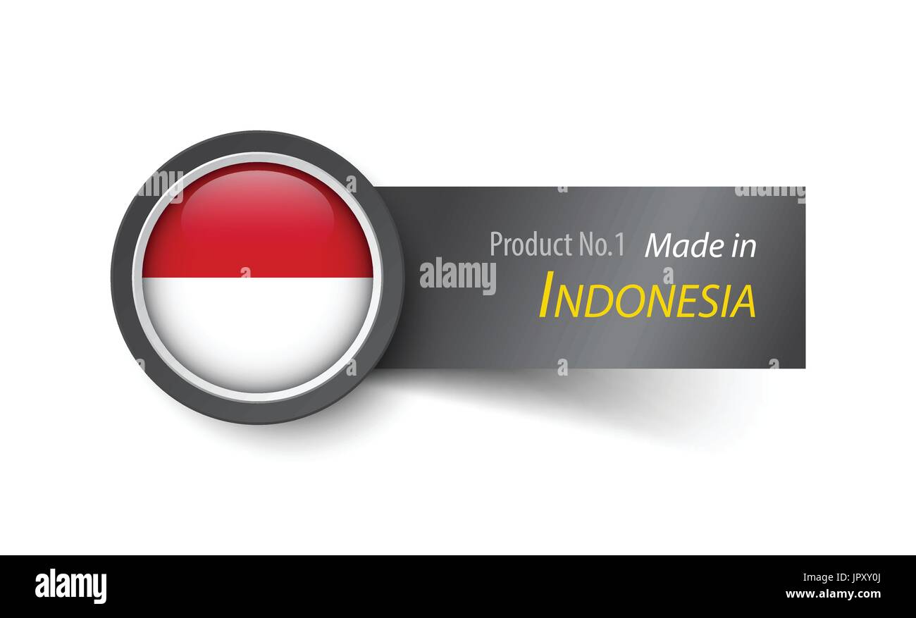 Flag icon and label with text made in Indonesia Stock Vector Image ...