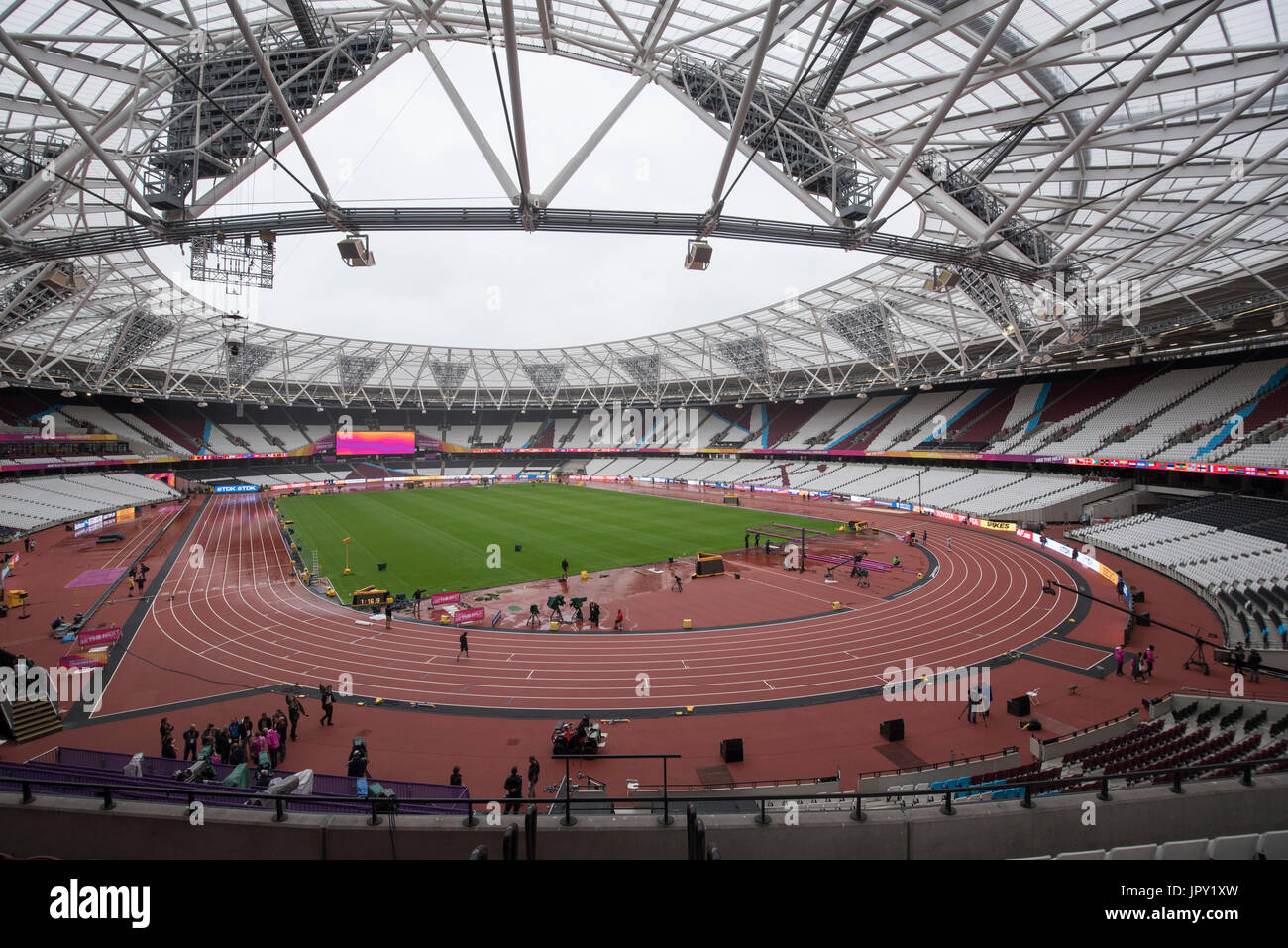 London, UK. 2nd Aug, 2017. General view of the rain soaked track at the ...