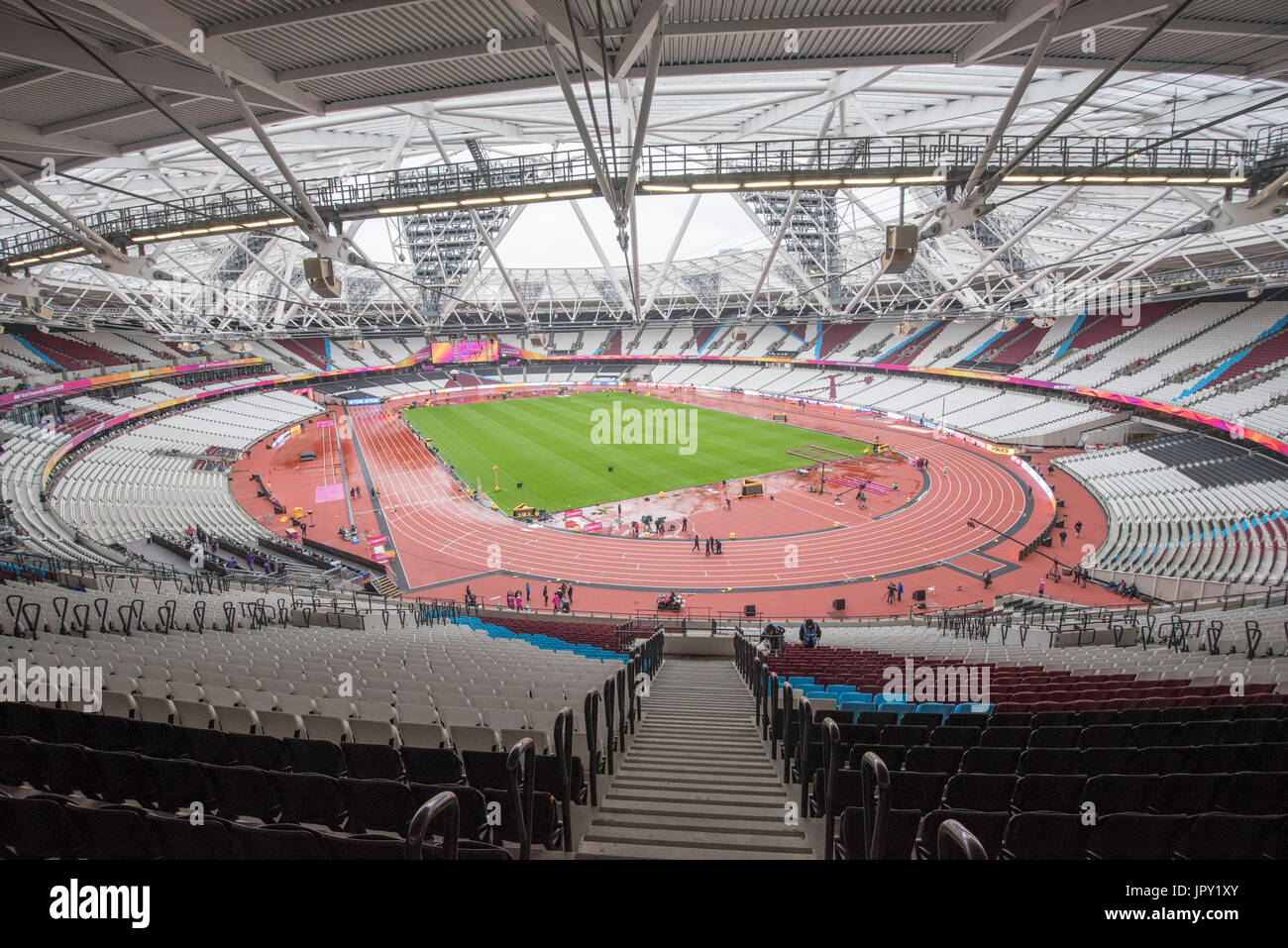 London, UK. 2nd Aug, 2017. General view of the rain soaked track at the ...