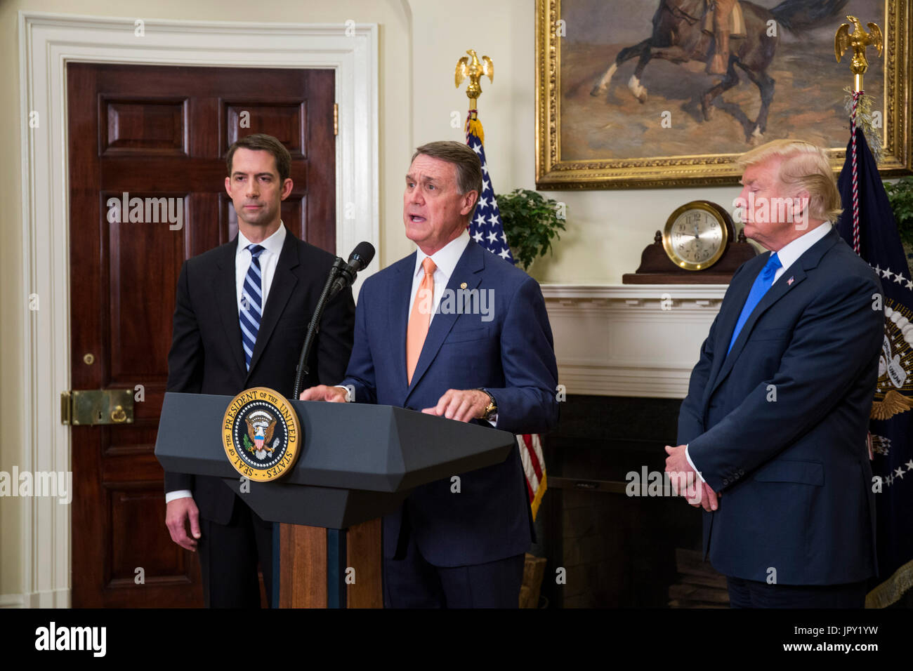 United States Senator David Perdue (Republican of Georgia) makes an ...