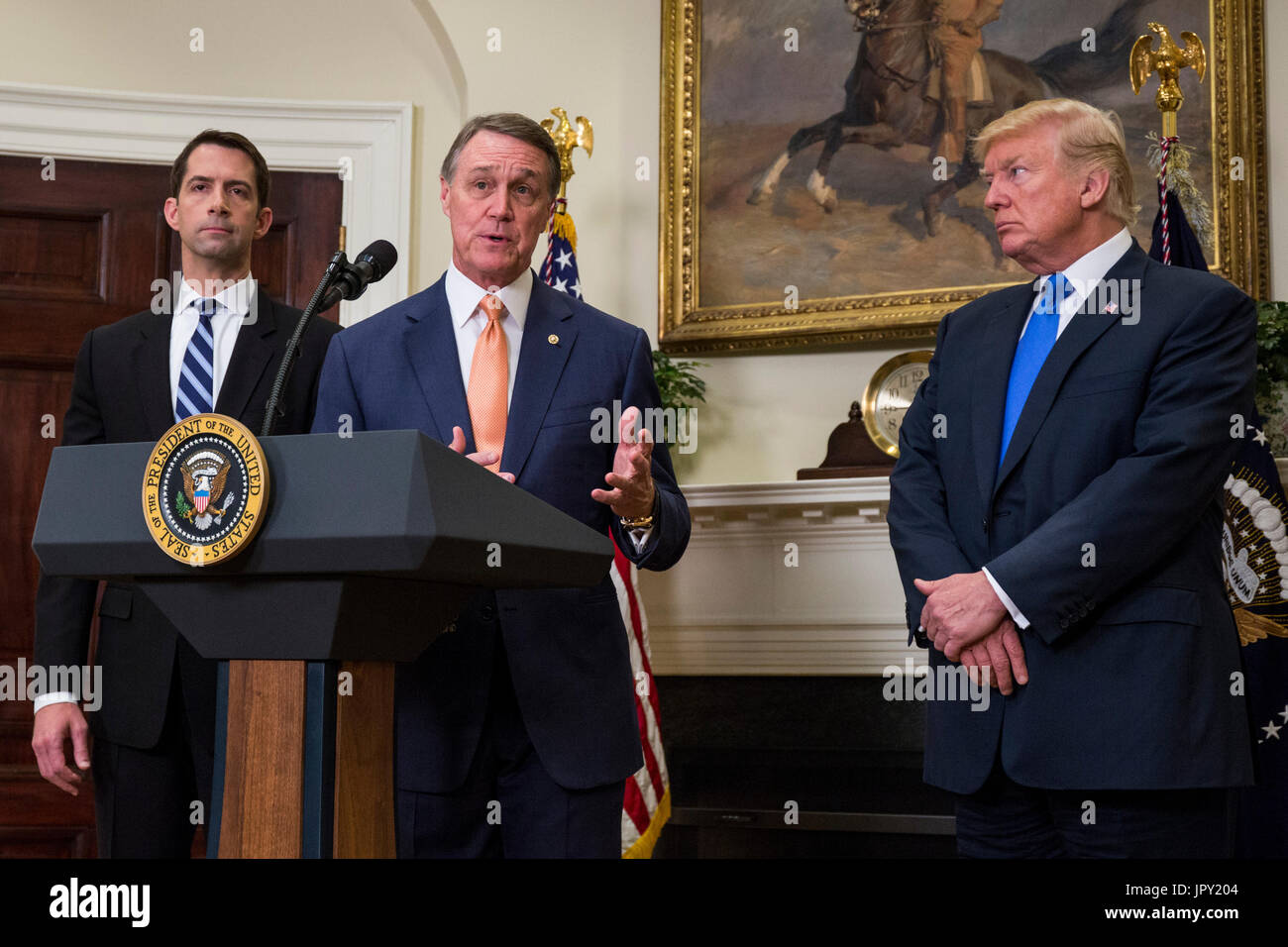 United States Senator David Perdue (Republican of Georgia) makes an ...