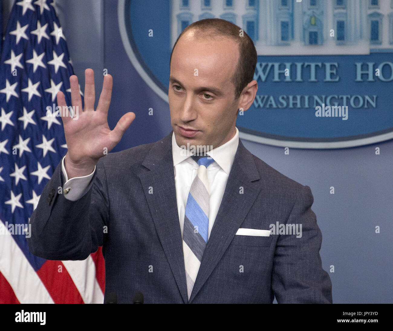 White House senior advisor for policy Stephen Miller conducts a press ...