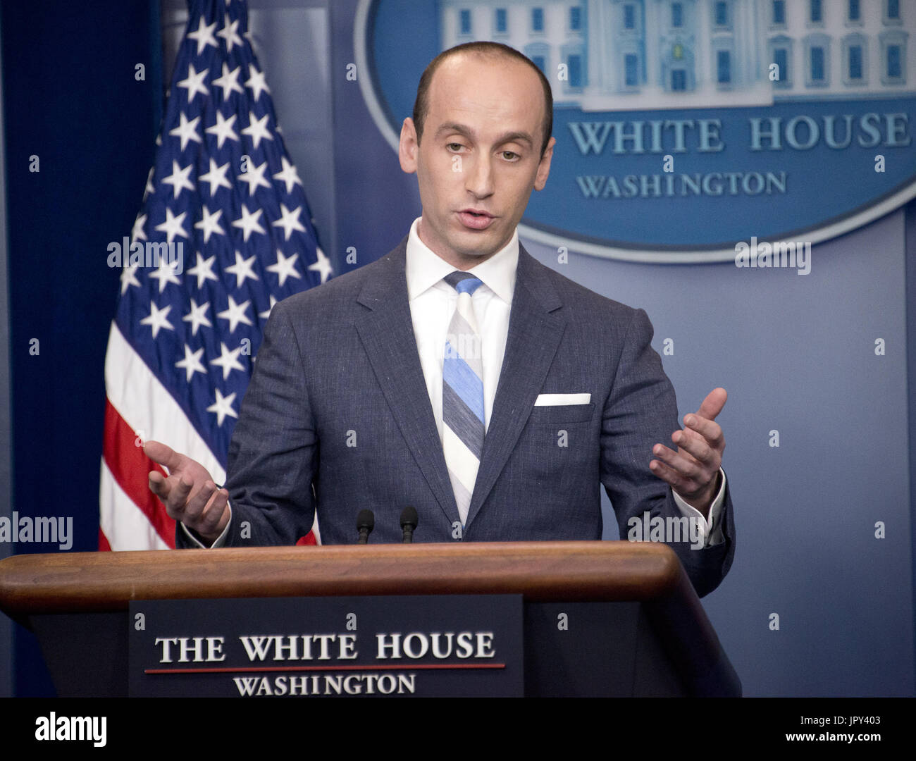 White House senior advisor for policy Stephen Miller conducts a press ...